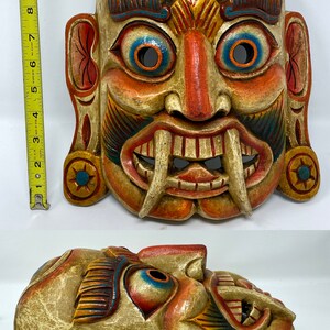 Wood Lakhey/lakhe Demon Mask: Wall-hanging Carved Nepal Nepali Nepalese ...