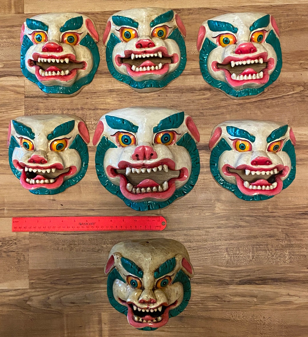 Wood Snow Lion/foo Dog Mask: Wall-hanging Carved Fu Nepal Nepali Tibet ...