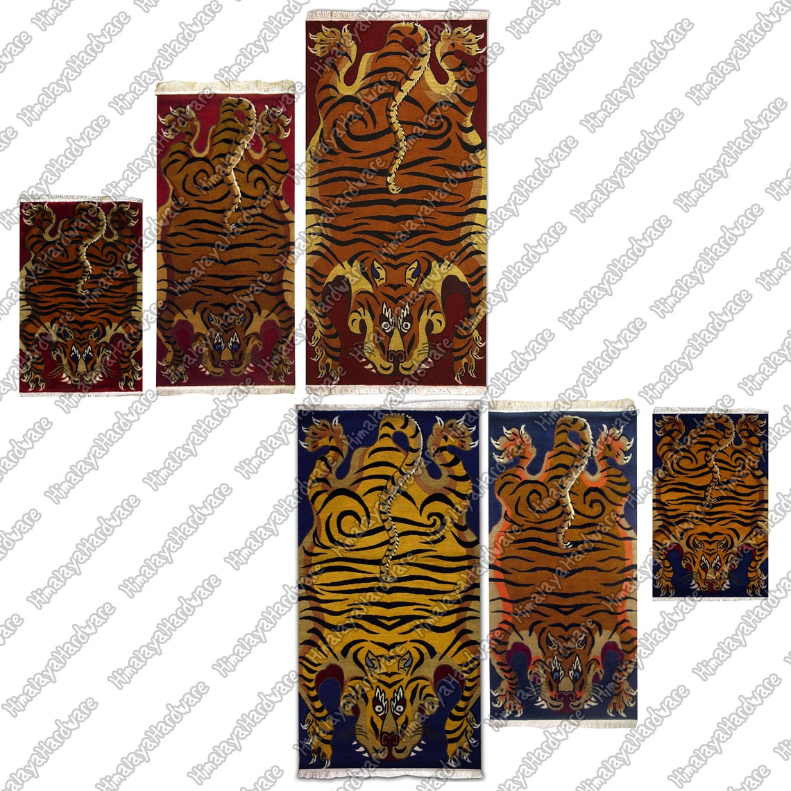 Tibetan Tiger Rug/carpet: Stripe Orange Skin Pelt Nepal Tibet - Etsy