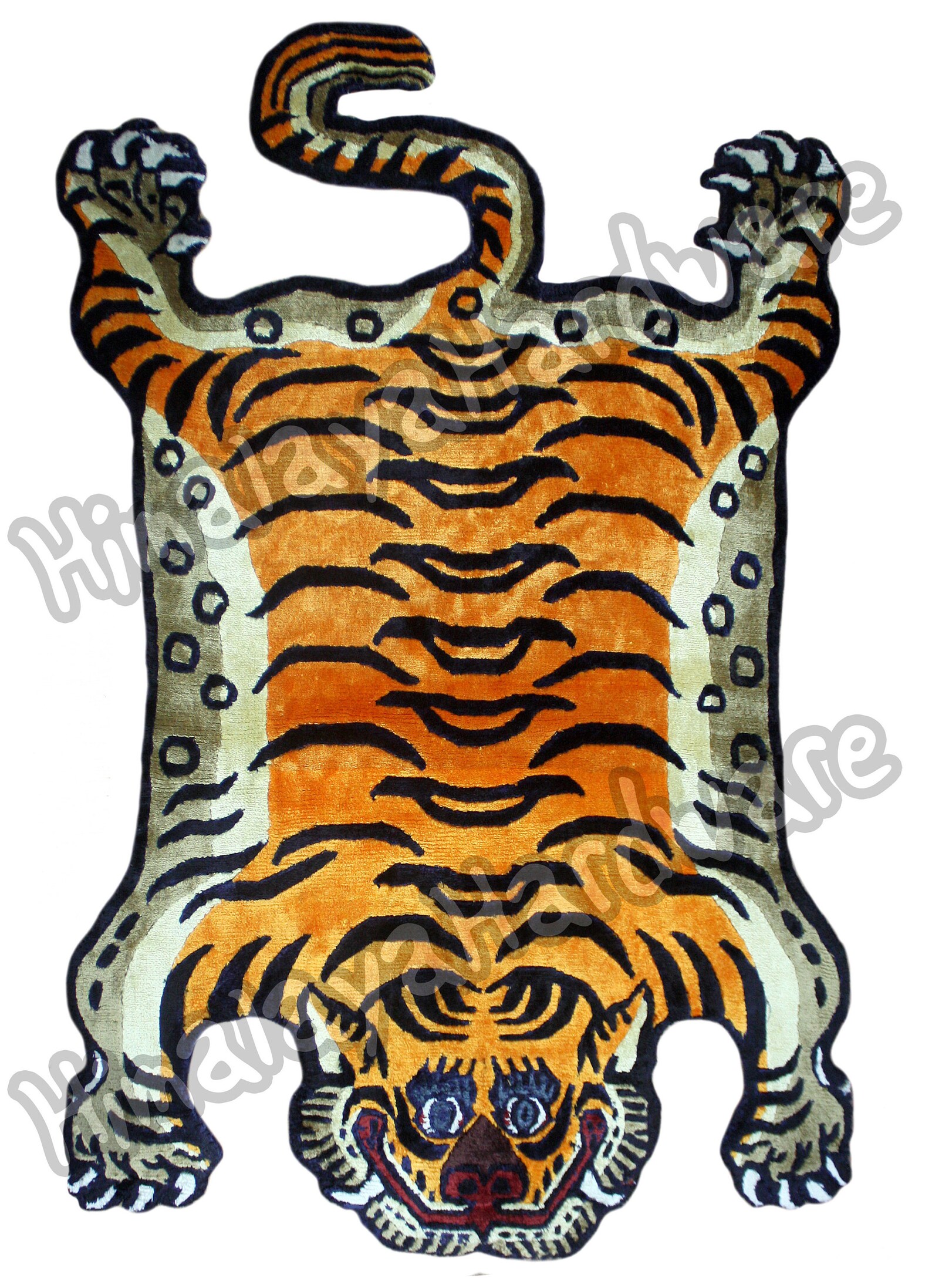 100% Silk Tibetan Tiger Rug/carpet: 2x3 - 2.5x4.5 - 3x6 Ft Pelt Skin ...