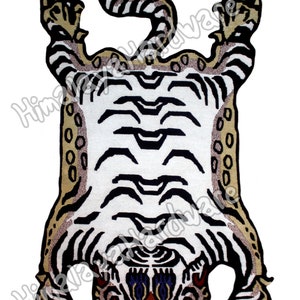 Tibetan Tiger Rug/carpet: Pelt Skin Stripe White Tibet Nepal Tibetan ...