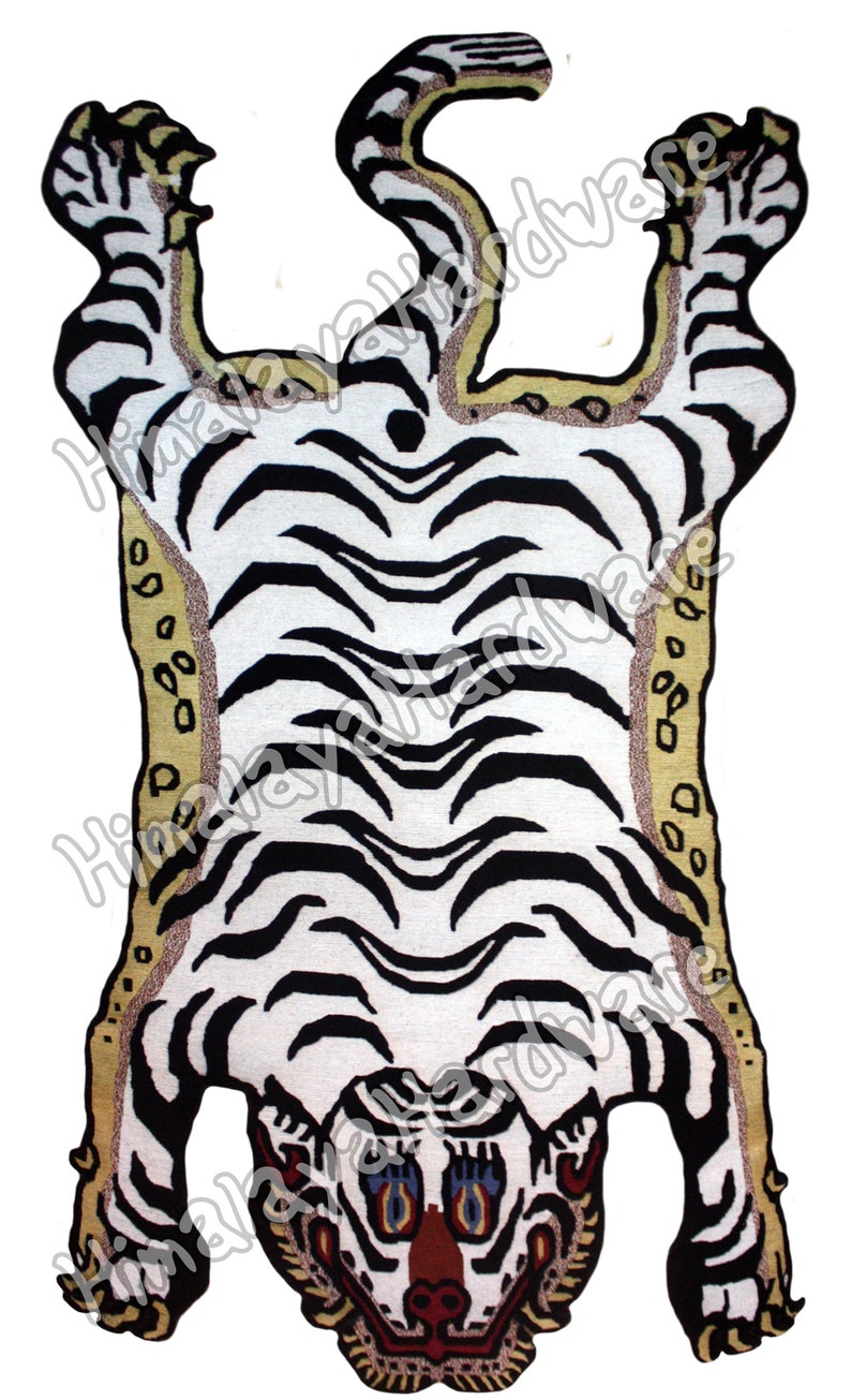 Tibetan Tiger Rug/Carpet: pelt skin stripe white Tibet Nepal | Etsy