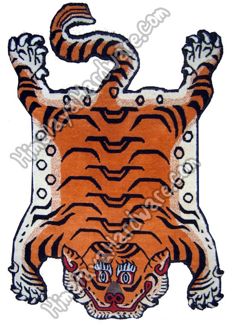 Tibetan Tiger Rug/carpet: Pelt Skin Stripe Orange Tibet Nepal Tibetan ...