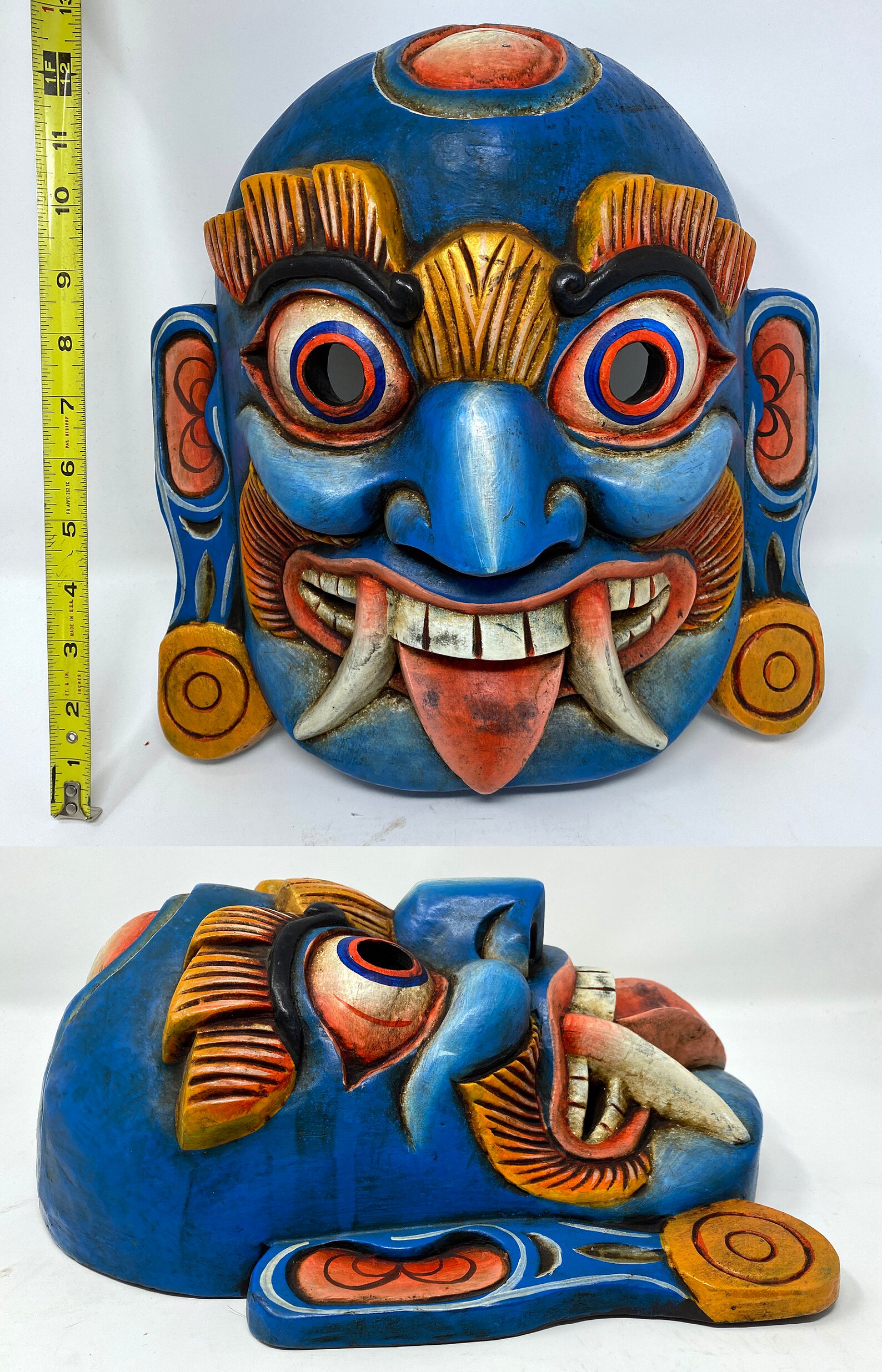 Wood Lakhey/lakhe Demon Mask: Wall-hanging Carved Nepal Nepali Nepalese ...
