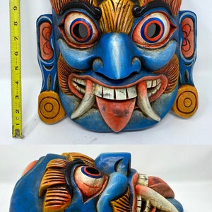 Wood Lakhey/lakhe Demon Mask: Wall-hanging Carved Nepal Nepali Nepalese ...