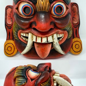 Wood Lakhey/lakhe Demon Mask: Wall-hanging Carved Nepal Nepali Nepalese ...