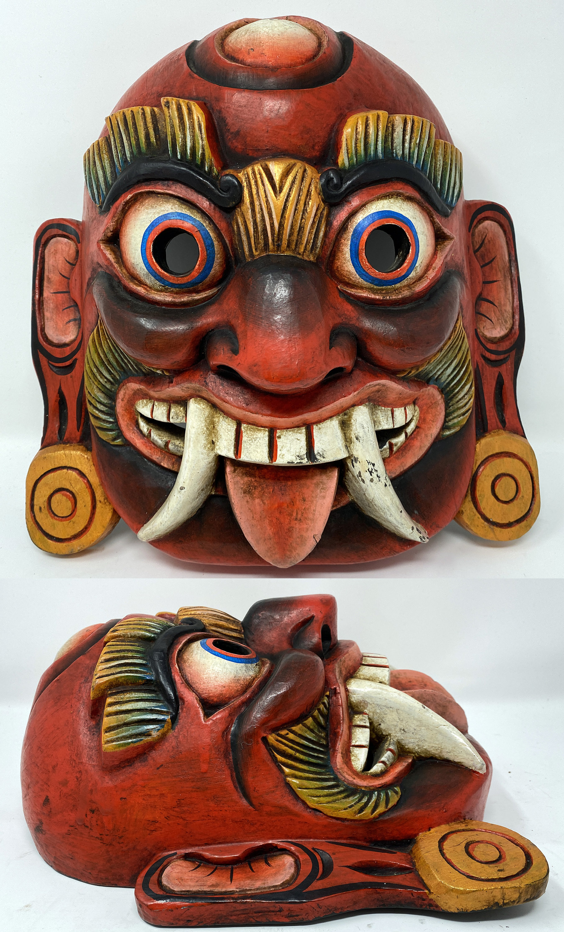 Wood Lakhey/lakhe Demon Mask: Wall-hanging Carved Nepal Nepali | Etsy