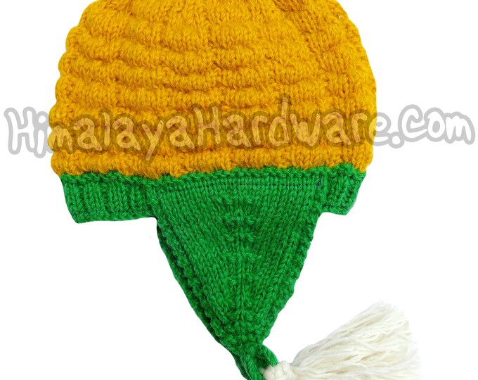 Knit Wool Corn Hat: Yellow Green Plant Ear Beanie Farm Farmer Cute - Etsy