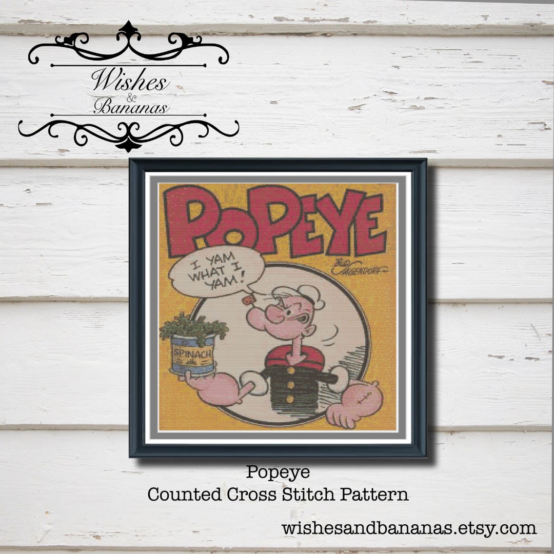 Popeye the Sailor Man Vintage Cartoon Cross Stitch Pattern - Stitch a ...
