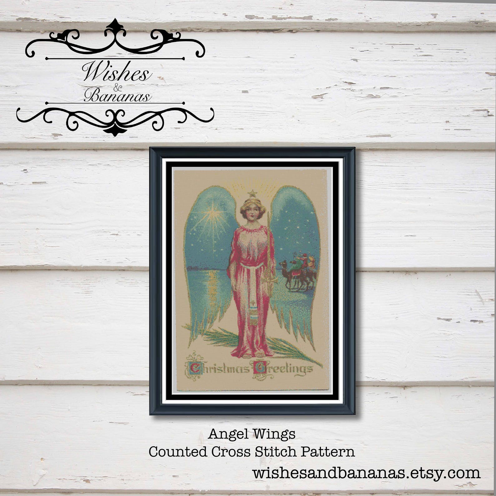 Angel Wings | Christmas Counted Cross Stitch Design | Digital Download ...