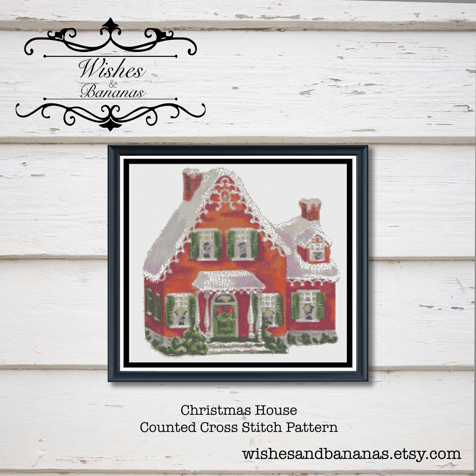 Christmas House | Christmas Counted Cross Stitch Design | Digital ...