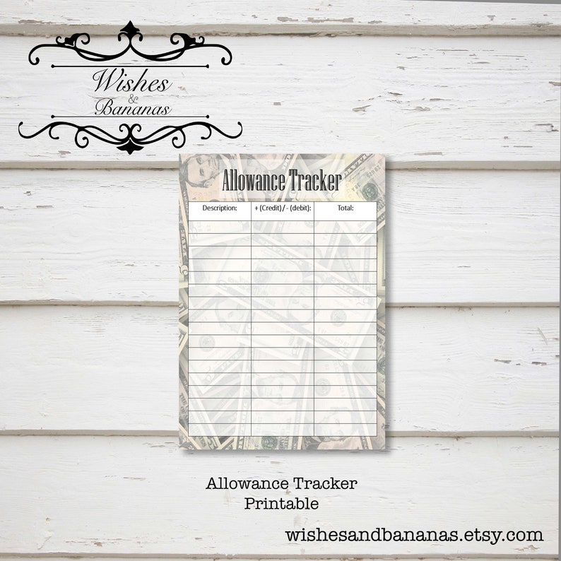 Buy Allowance Tracker Printable PDF Instant Download Resizable Planner ...