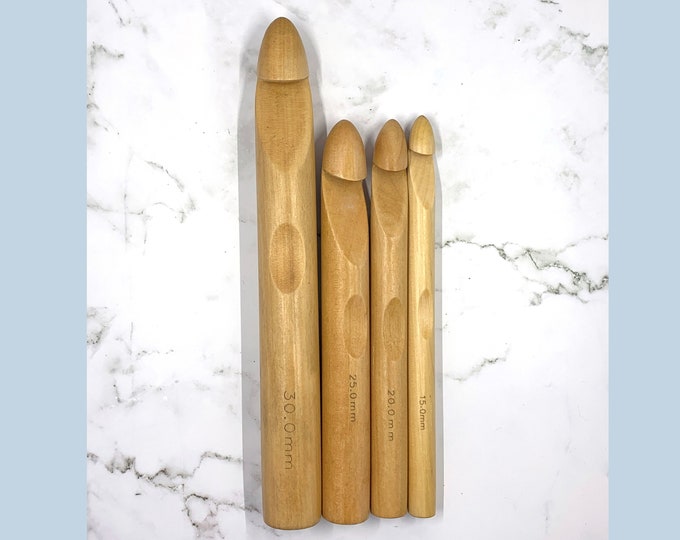 Jumbo Wood Crochet Hooks, 30mm, 25mm, 20mm, 15mm, Large Crochet Hook ...