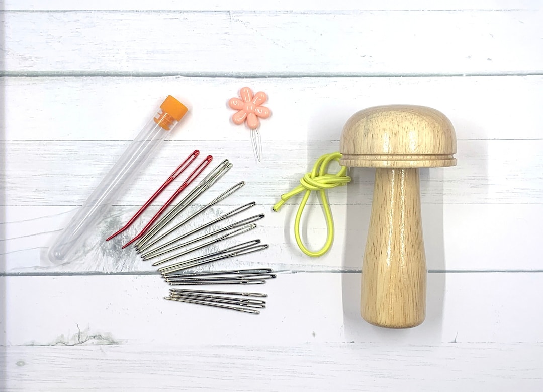 Darning Mushroom Kit- Darning Needles - Wooden Darning Tool - Visible ...