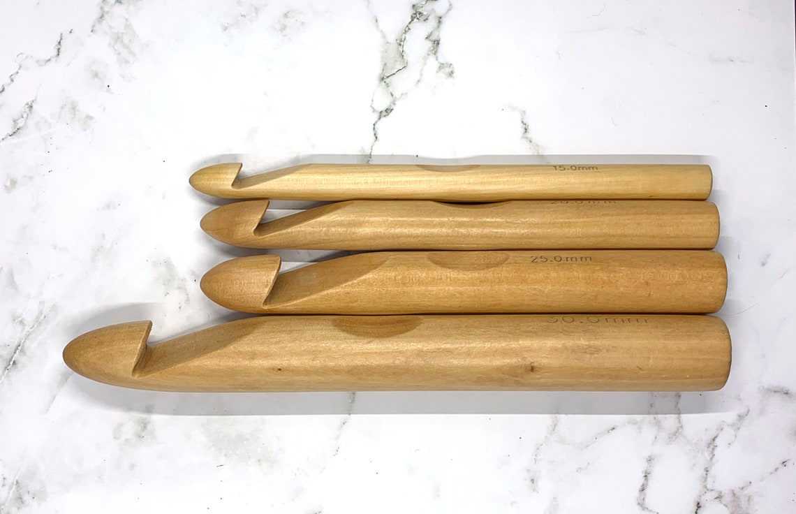 Jumbo Wood Crochet Hooks, 30mm, 25mm, 20mm, 15mm, Large Crochet Hook ...