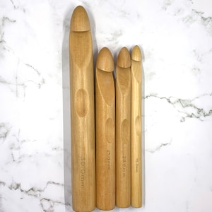 Jumbo Wood Crochet Hooks, 30mm, 25mm, 20mm, 15mm, Large Crochet Hook ...