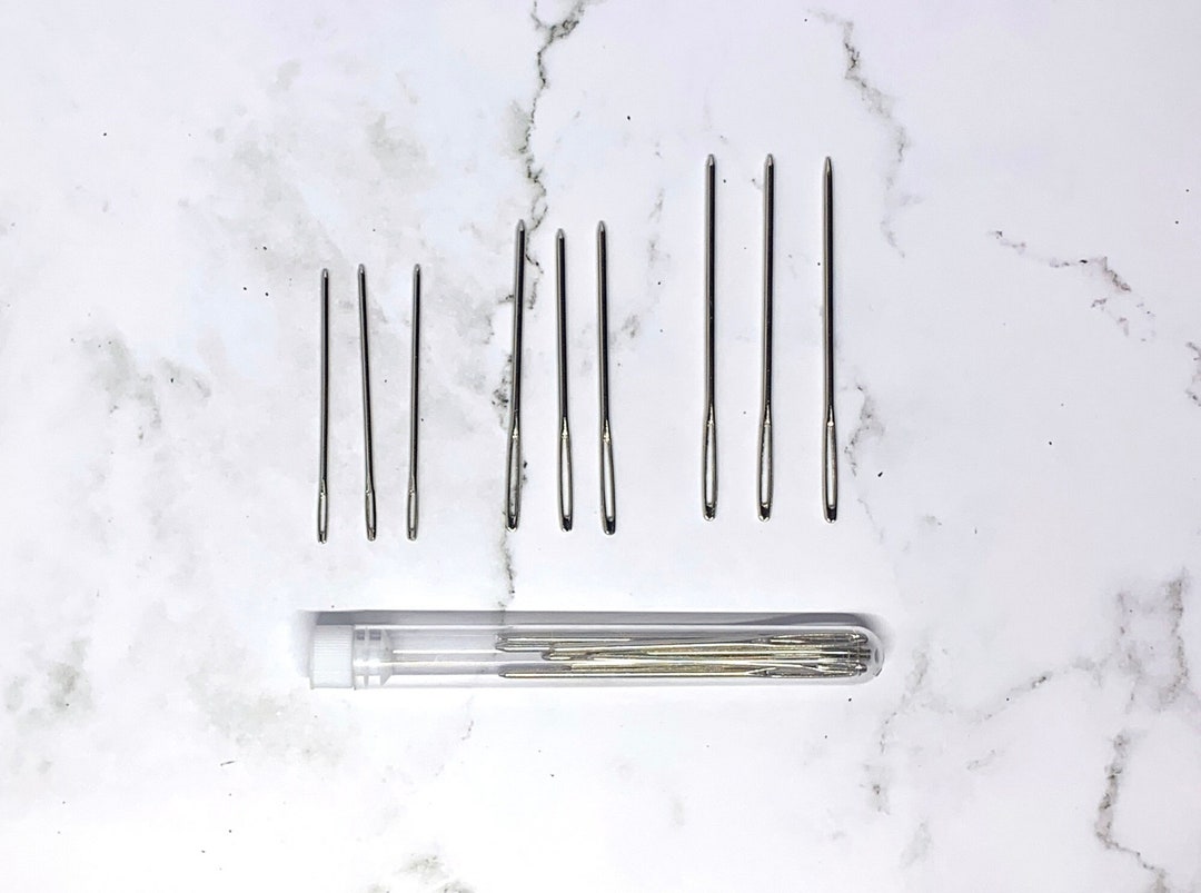 Blunt Tip, Large Eye Set of 9 Metal Tapestry Needles in Case, Darning, Rya Rug, Yarn Needle ...