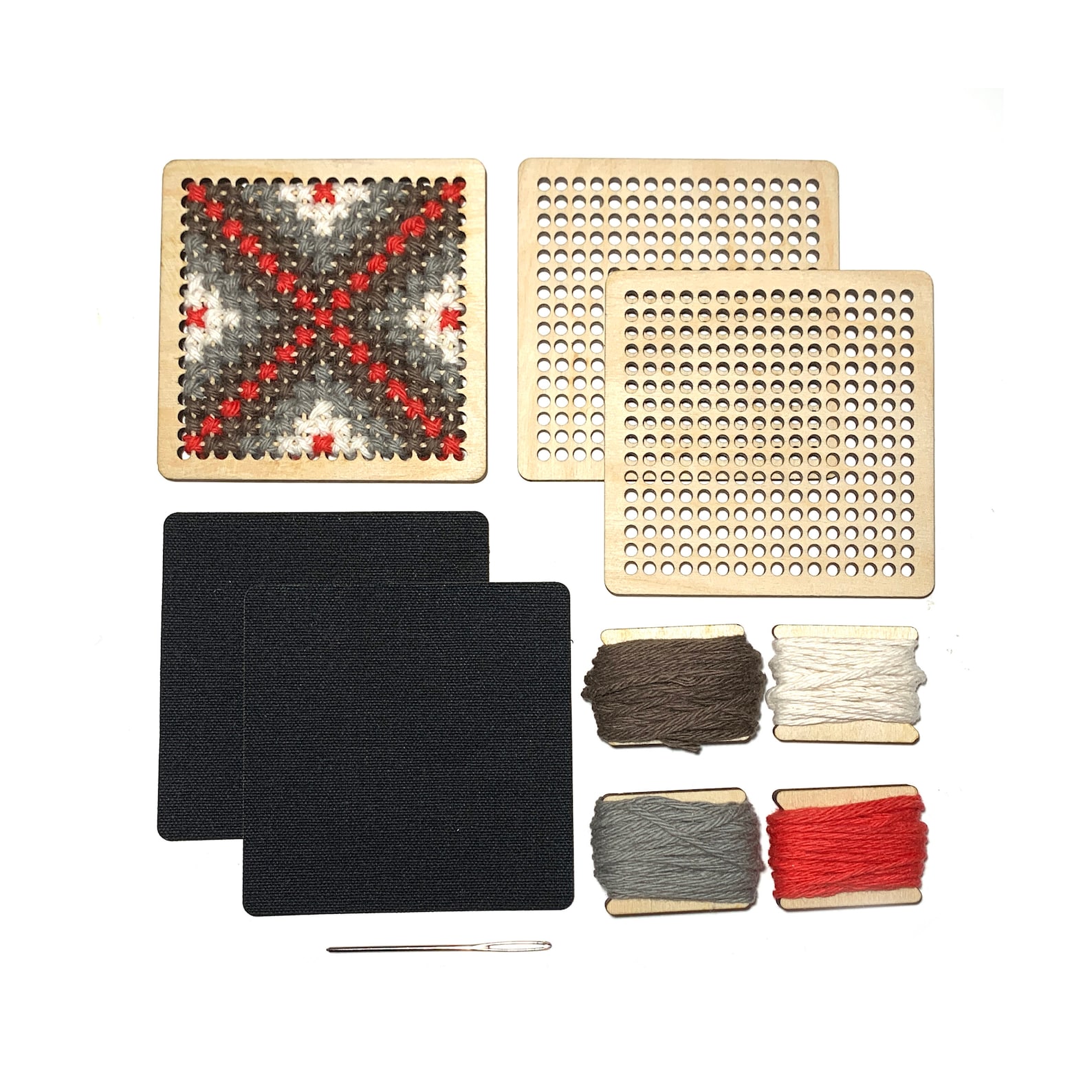 DIY Cross Stitch Coasters Set of Two Wooden Coasters-brown - Etsy