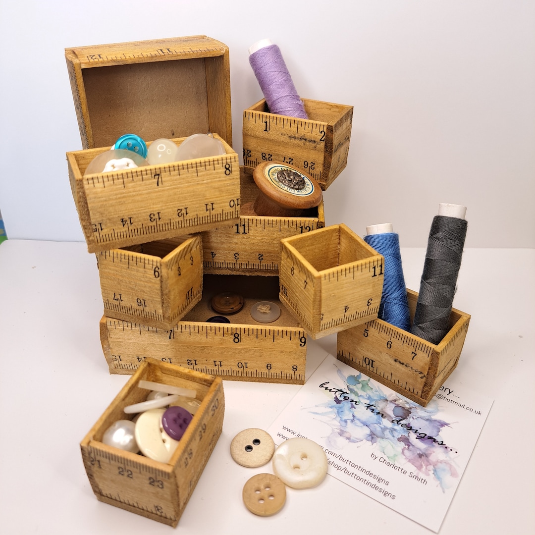 Miniature Wooden School Ruler Boxes, Cute Sets of Boxes, Wooden ...