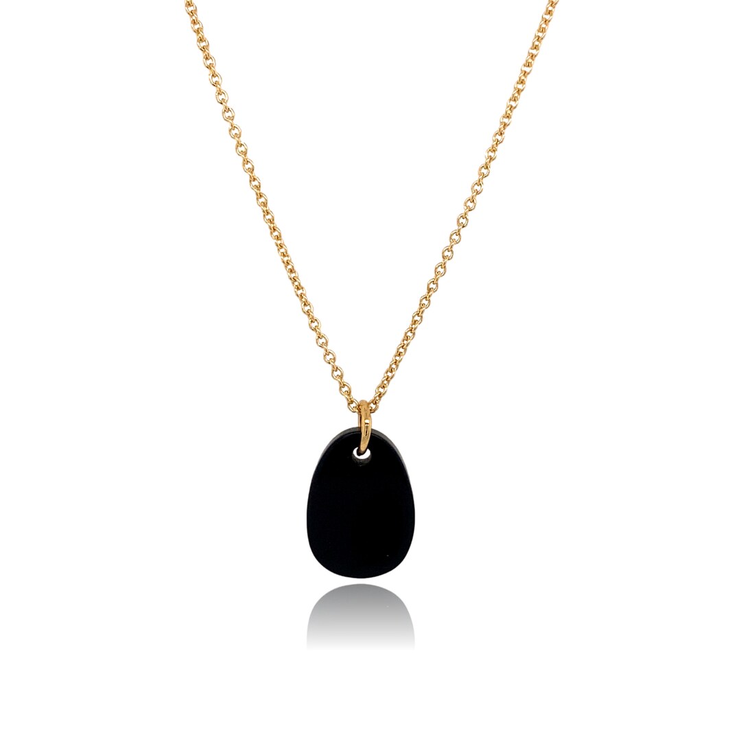 Onyx and Gold Pendant Minimalist Onyx and Gold Drop Necklace - Etsy