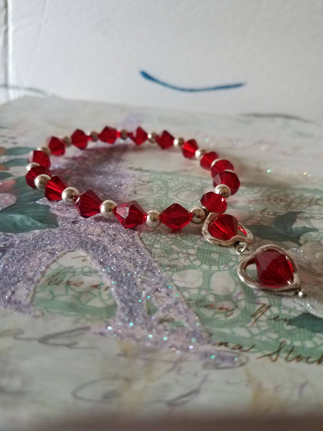 Ruby Heart Bracelet - Etsy