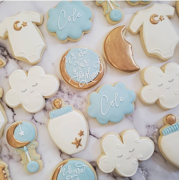 Over the Moon Baby Shower Cookies | Etsy