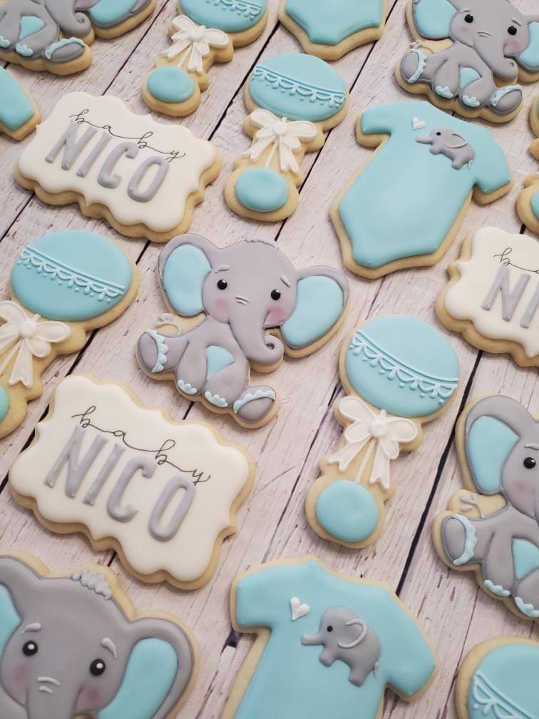 Baby Elephant Cookies Baby Shower - Etsy