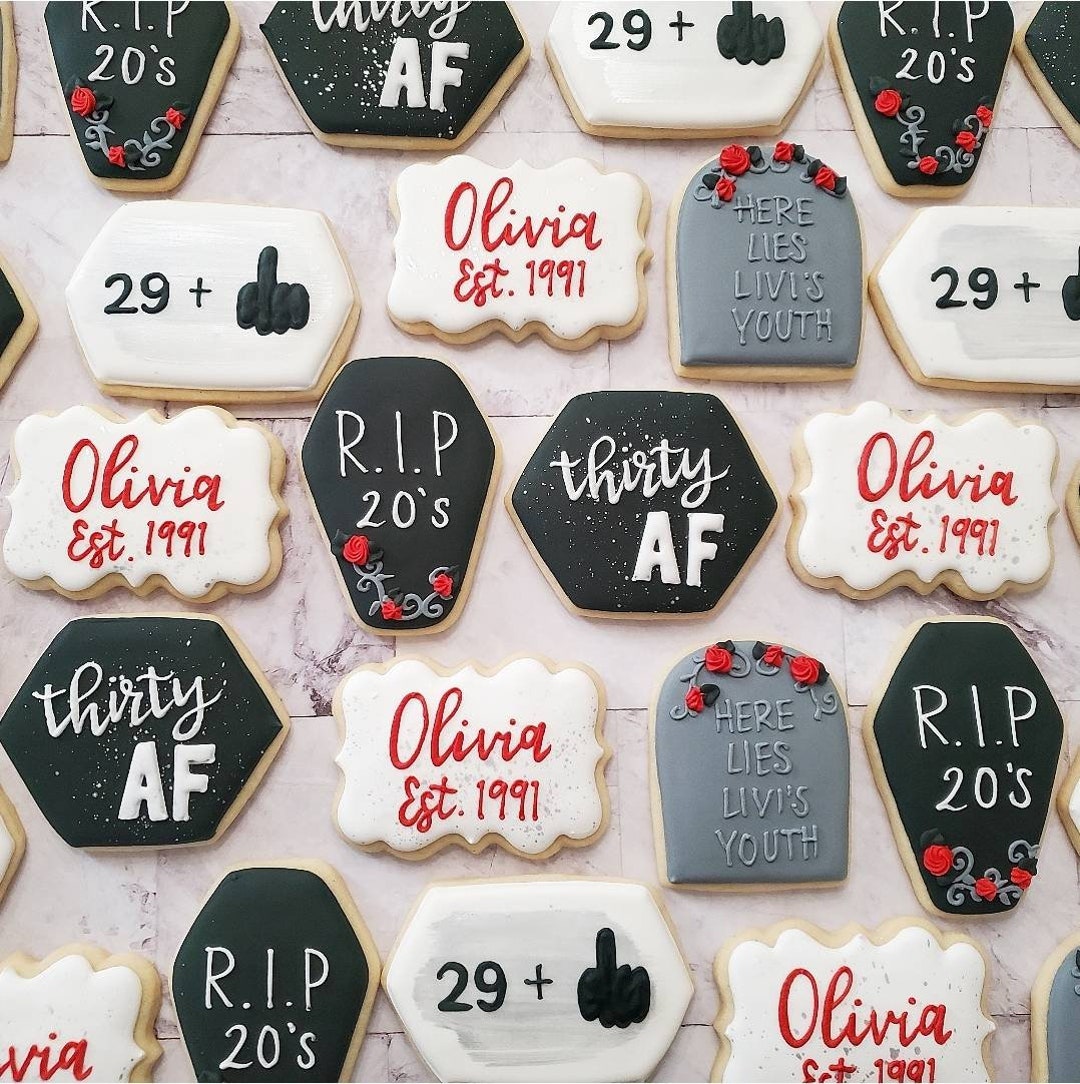 RIP 20s 30th Birthday Cookies: Custom Name, 12 Count - Etsy