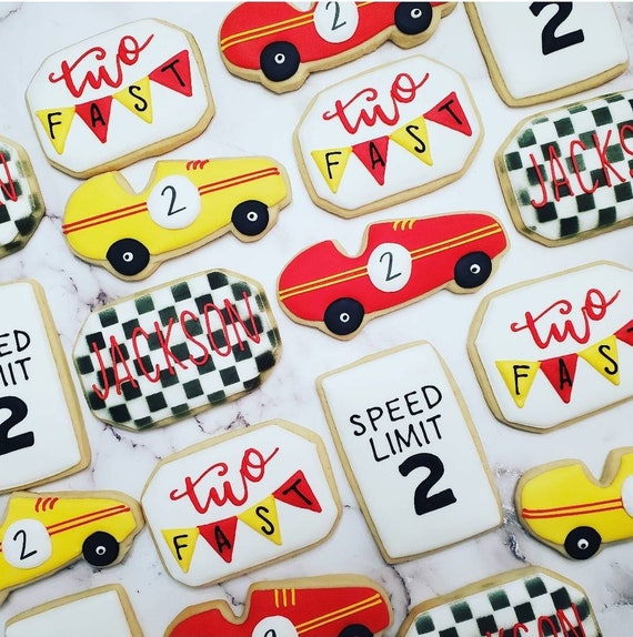 Race Car Birthday Cookies Second Birthday Cookies | Etsy