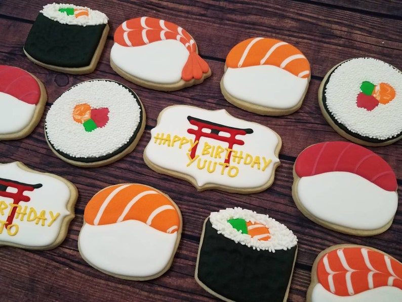 Sushi Cookies Birthday Cookies | Etsy