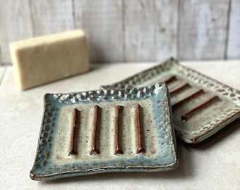 Handmade Stoneware Pottery Soap Dish: Speckled Ceramic Bar Holder - Etsy