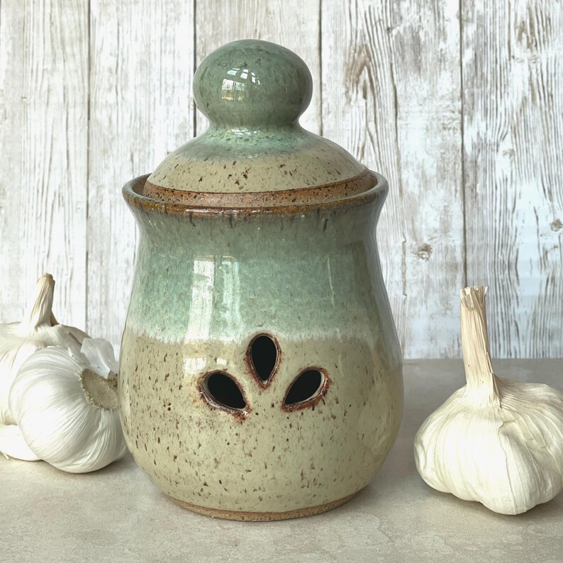 Ceramic Garlic Keeper: Pierced Design, Handmade Kitchen Storage - Etsy