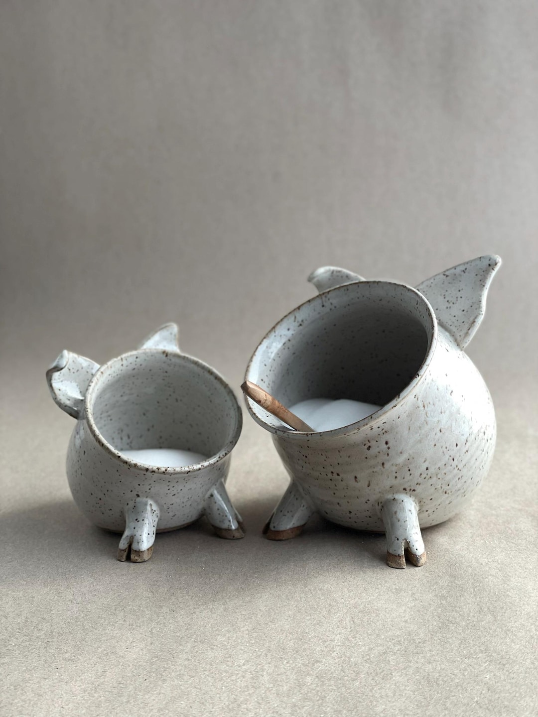 Handmade Ceramic Salt Pig With Spoon, Kitchen Salt Cellar - Etsy