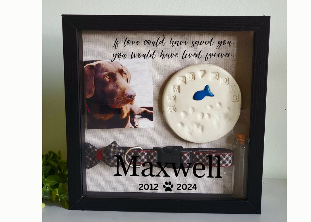 Pet Memorial Shadowbox for Pawprint, Pet Memorial Gift, Dog Shadow Box ...