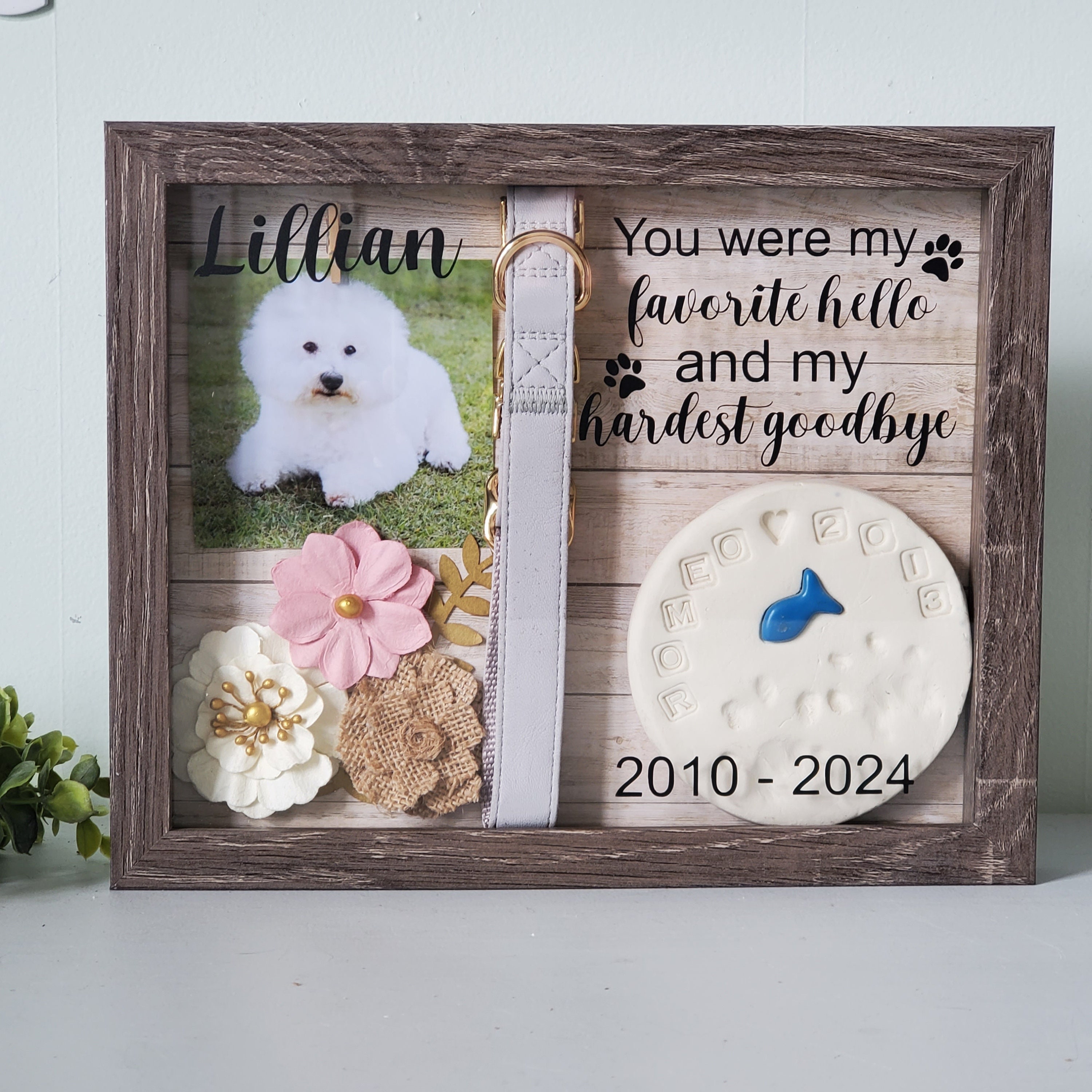 Pet Memorial Frame, Dog Memorial, Pet Memorial Gift, Paw Print Shadow ...