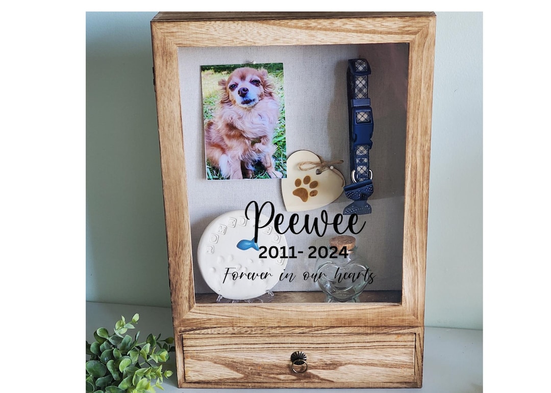 Large Pet Memorial Shadow Box, Dog Shadow Box, Dog Memorial , Pet Urn ...