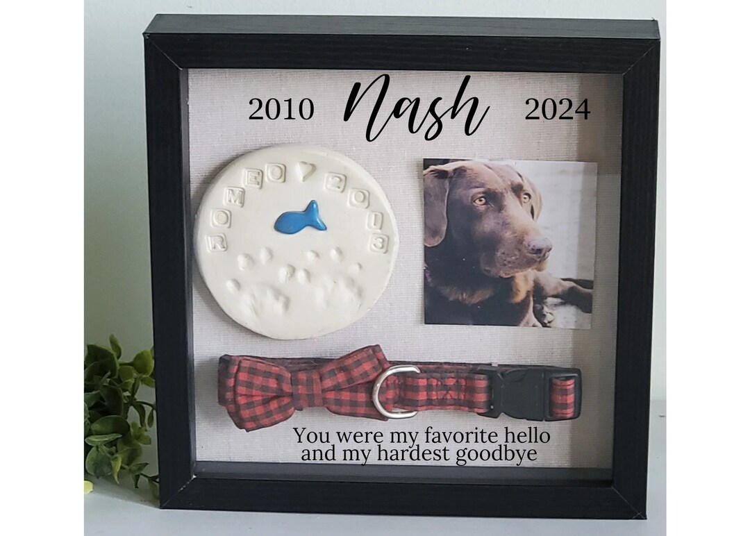 Pet Memorial Shadowbox for Pawprint, Pet Memorial Gift, Dog Shadow Box ...