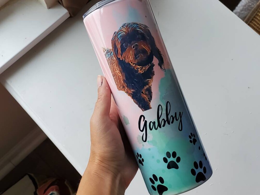 Watercolor Dog Tumbler, Pet Memorial Gift, Cup With Dog's Picture, Dog ...