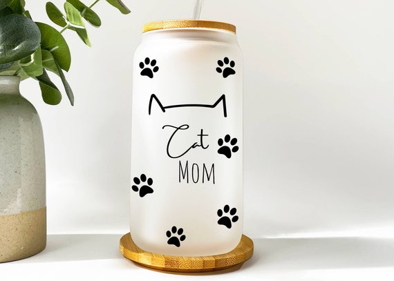 Cat Coffee Glass Cup Beer Can Glass Cat Mom Tumbler Cat - Etsy