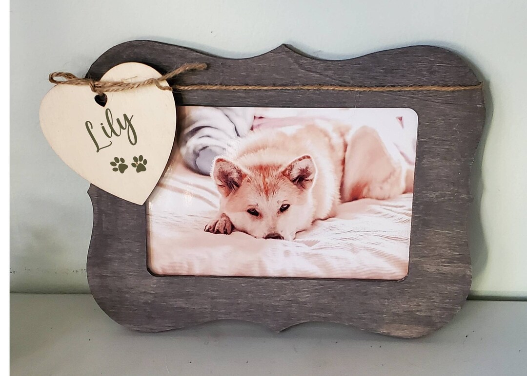 Dog Photo Frame With Name, Personalized Pet Lover Gift, Pet Photo Frame ...