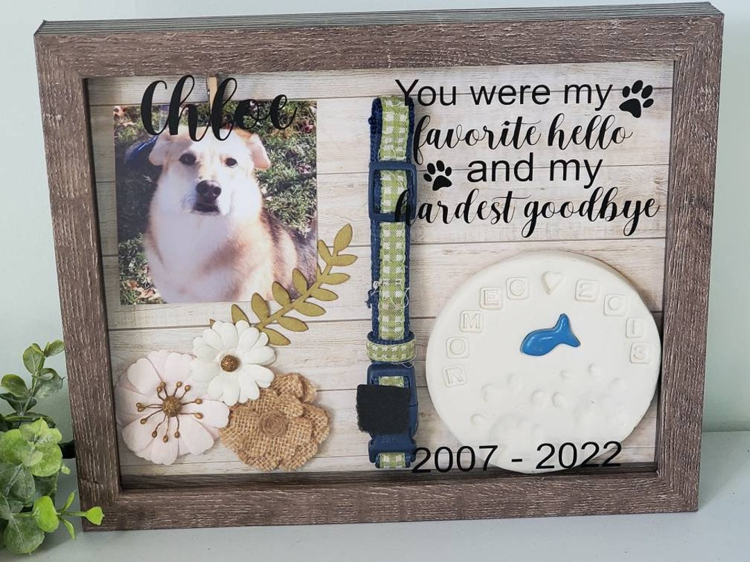 Pet Memorial Frame, Paw Print Shadowbox, Dog Memorial, Pet Memorial ...