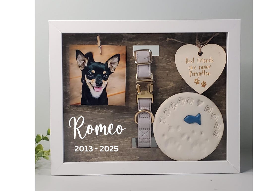 Dog Memorial Shadowbox, Pet Memorial, Dog Memorial for Collar, Cat ...