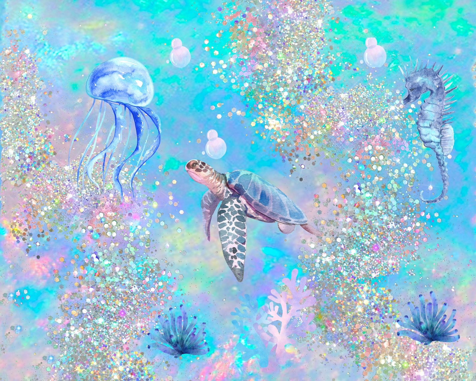 Sea Turtle Tumbler Wrap Glitter Sea Turtle Tumbler Digital - Etsy