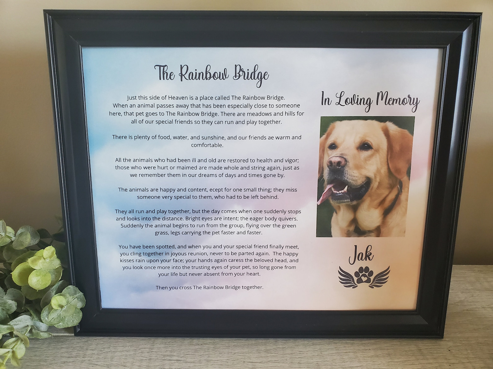 Rainbow Bridge Pet Memorial, Pet Sympathy Gift, Rainbow Bridge Poem ...
