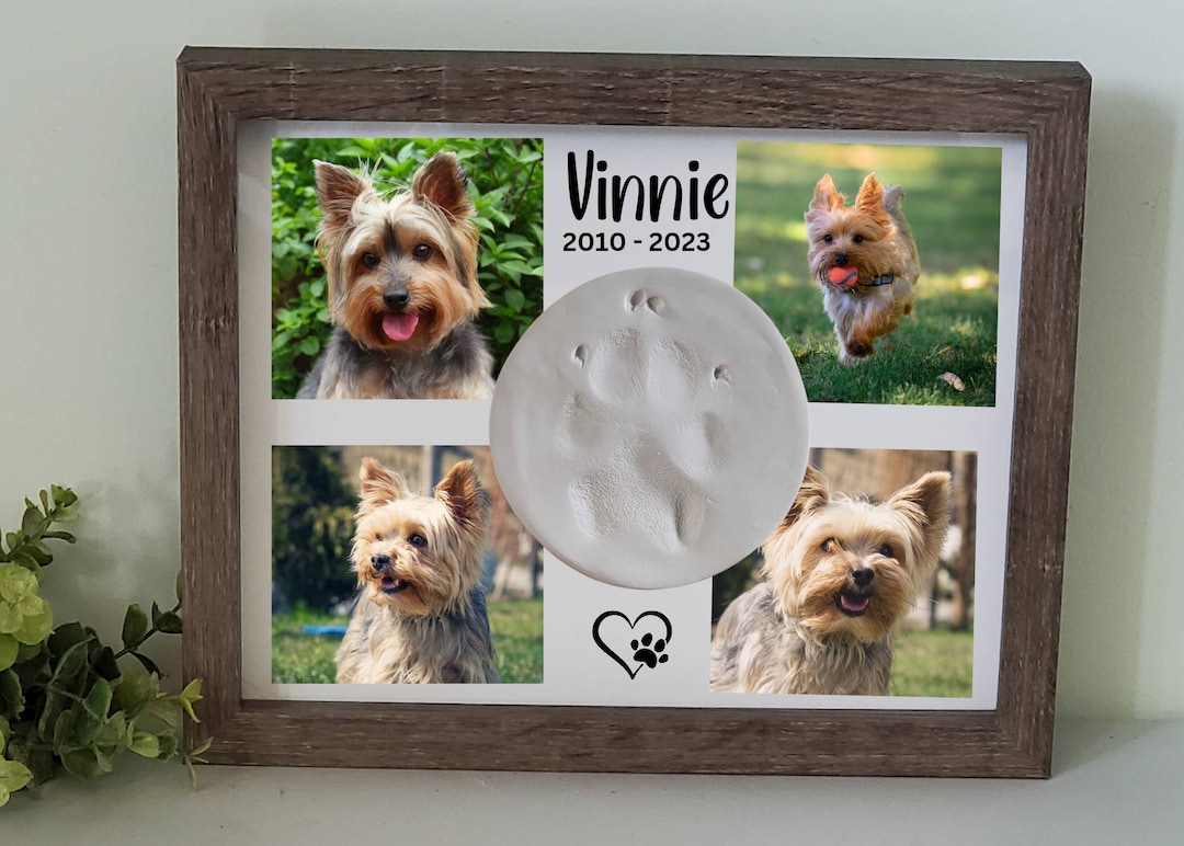 Pet Memorial Pawprint Holder Frame, Pet Memorial Dog Collar Memorial ...