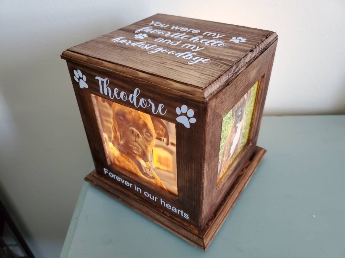 Custom Pet Urn for Dog With Photos Pet Memorial Urn for Dogs - Etsy
