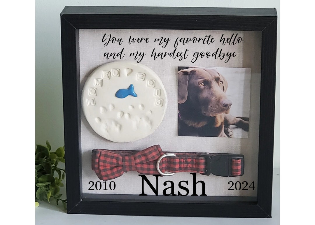Pet Memorial Shadowbox Frame for Pawprint, Pet Memory Box, Gift for ...