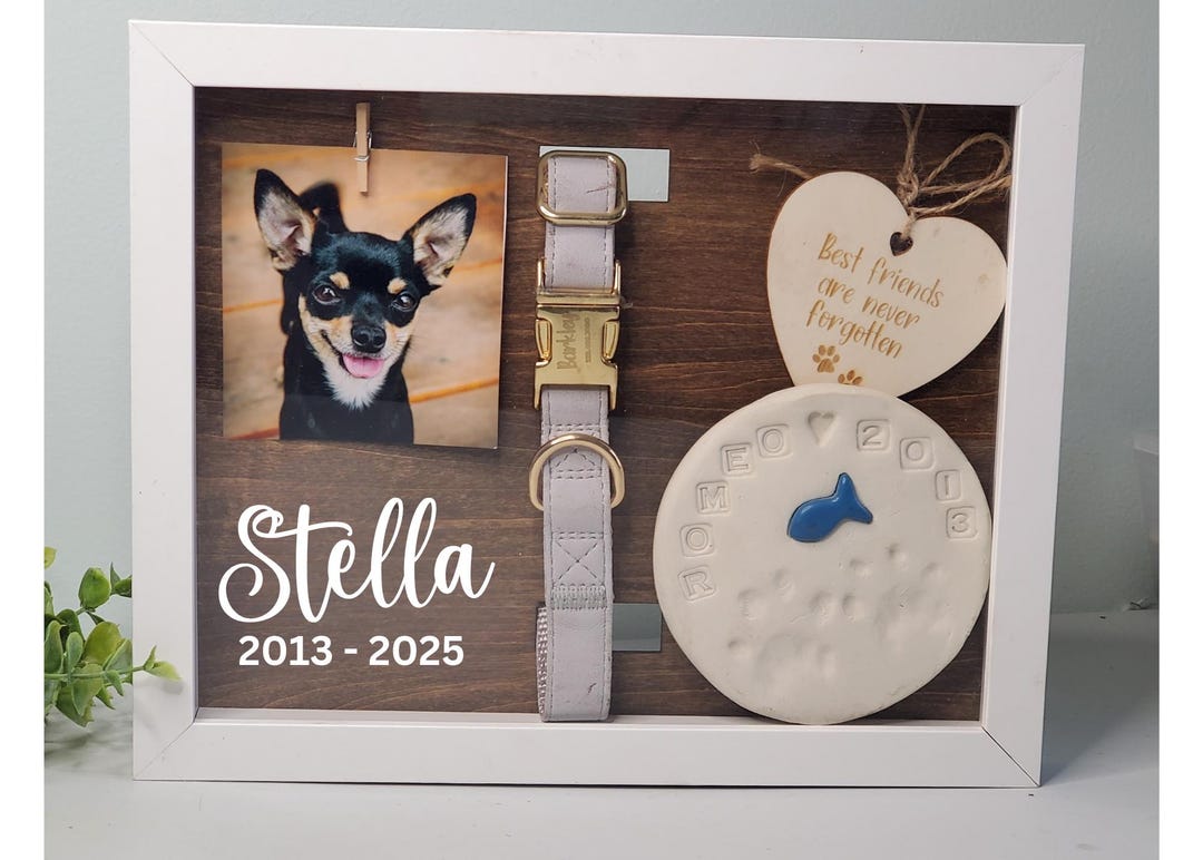 DOG Memorial Shadowbox for Collar, Pet Memorial for Paw Print, Dog ...
