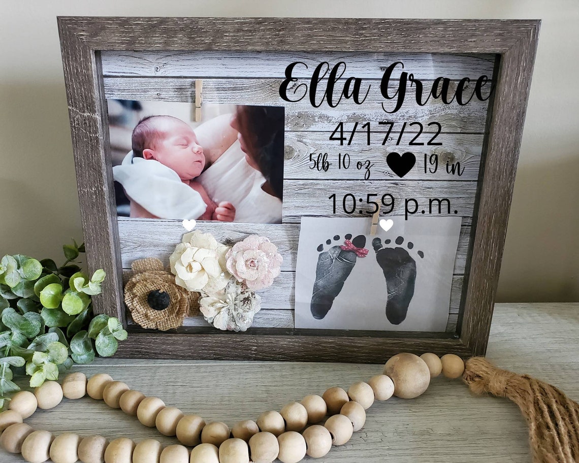 Baby Shadowbox, Birth Stats Shadowbox, Newborn Gift, Gift for New Baby ...