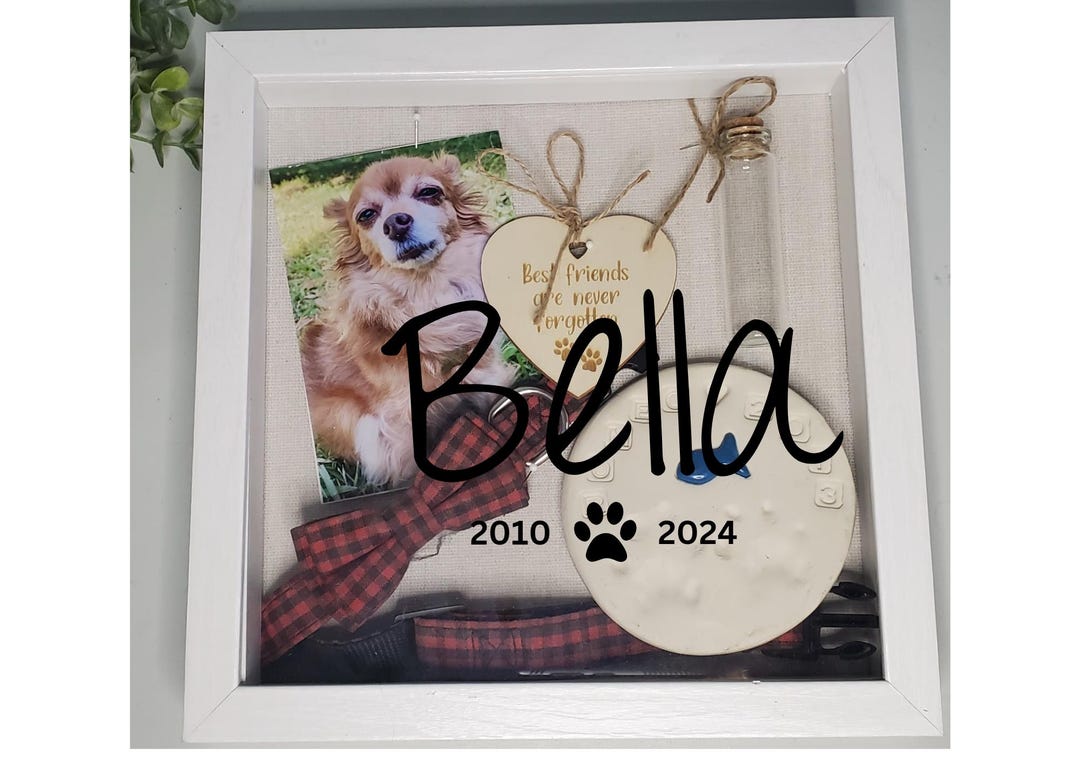 Dog Memorial Shadowbox for Pawprint, Pet Memorial Gift, Dog Memorial ...